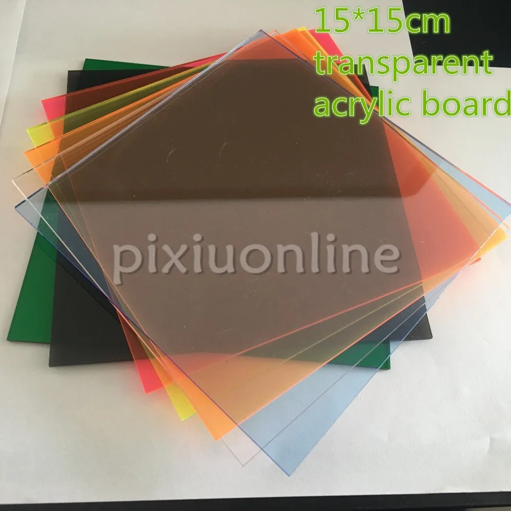 J583 15*15*0.23cm 7Colors Colorful Transparent Acrylic Plate Perspex ...
