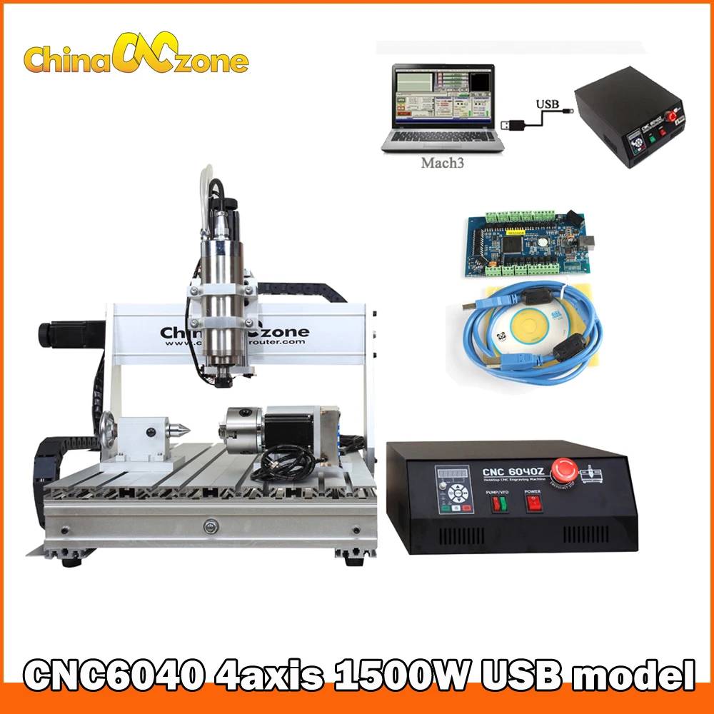 Buy Mach3 Cnc 6040 4axis 1 5kw Spindle With Ballscrew