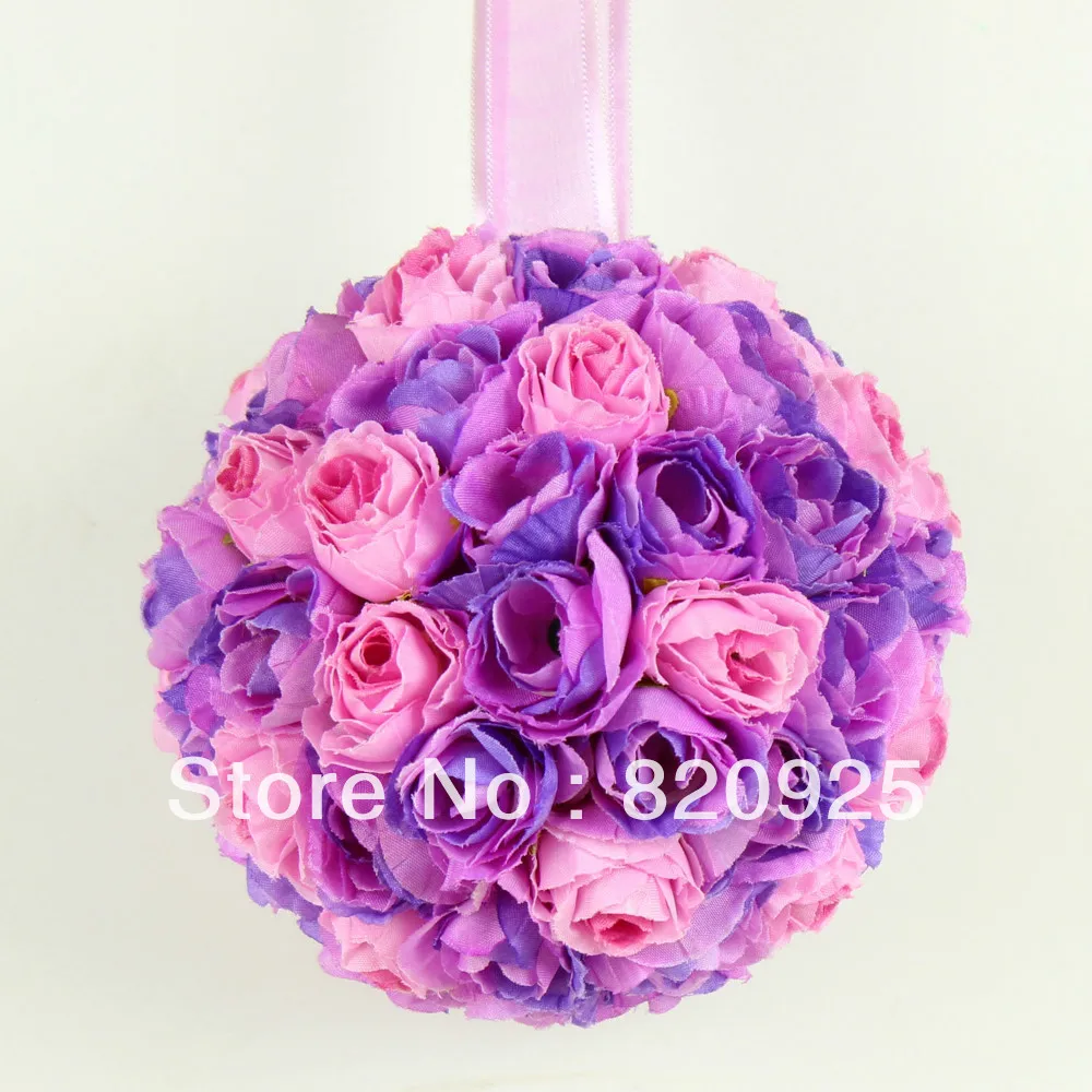1 X Pink Purple 5inch Kissing Ball Pomander Wedding Flowers Ball ...