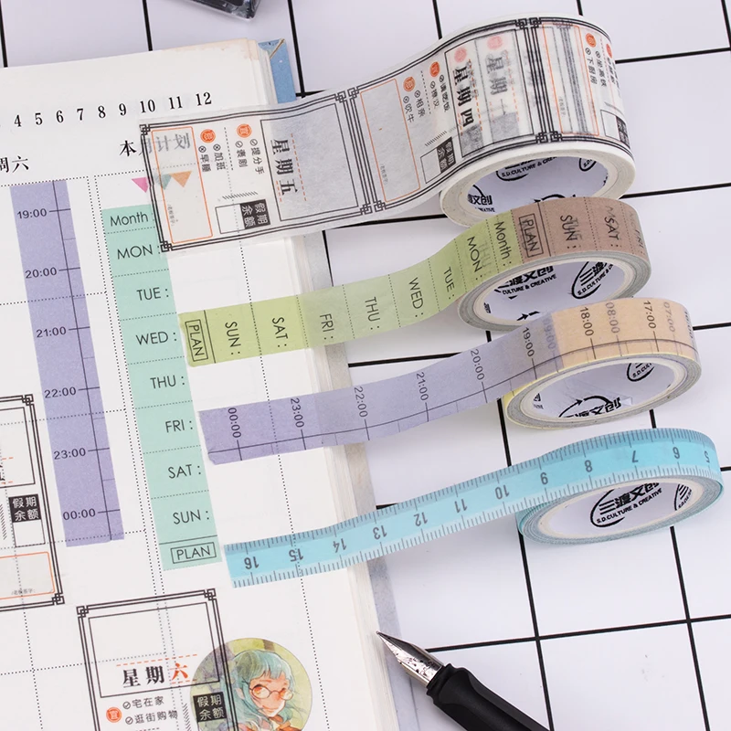 5m long Ruler/month plan/timeline/Weekly plan list decoration washi ...