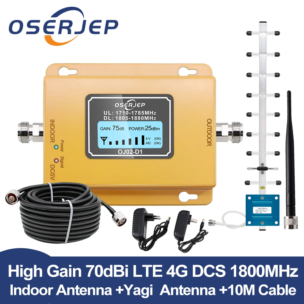 Gsm Lte 1800 Lcd 70db Gain 2g 4g Band3 Cell Phone Signal Repeater Dcs 1800mhz Mobile Amplifier ...
