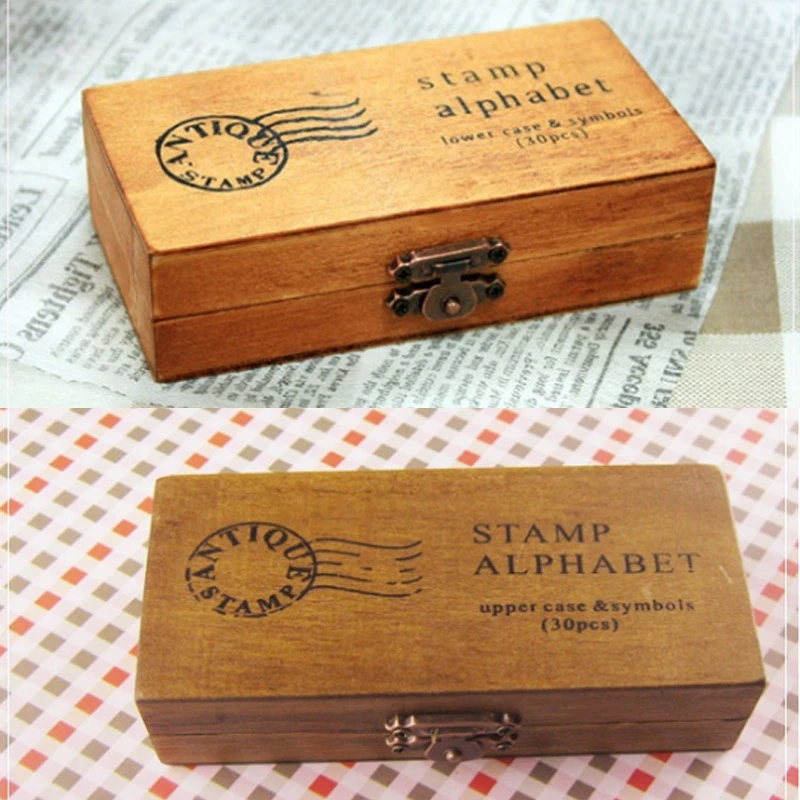Romantic Handwriting Alphabet Letter Wooden Stamp Set Retro Vintage ...