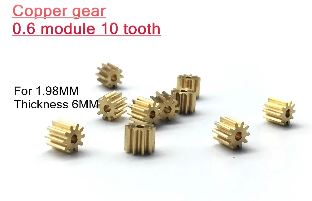 10PCS Copper gear 0.6 module 10 tooth 0.6M 10T For 1.98MM shaft ...
