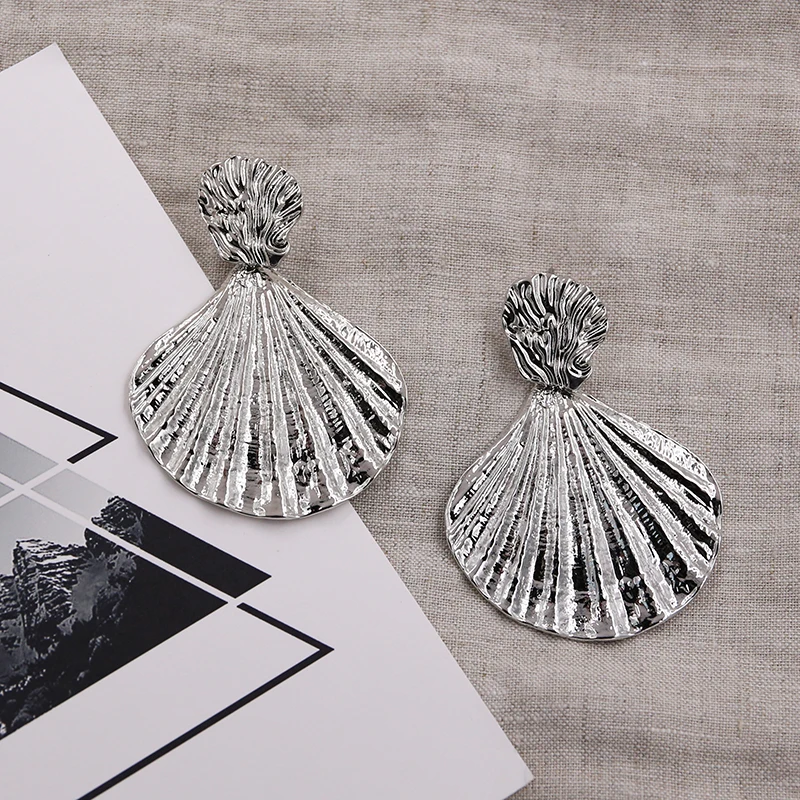 Vintage Shell Earrings for Women Summer Hammered Earring Alloy ...