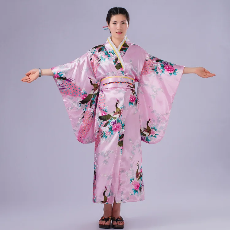 2017 New Traditional Japanese Kimono Women Yukata With Obi Performance ...