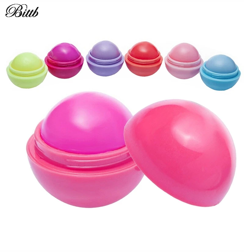 Bittb 6pcs Cute Round Ball Lip Balm Lipbalm Fruit Flavor Lips Smacker Set Natural Moisturizing