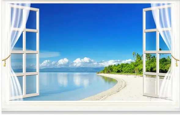 Custom-photo-wallpaper-3d-murals-wallpaper-Outside-the-window-seaside ...