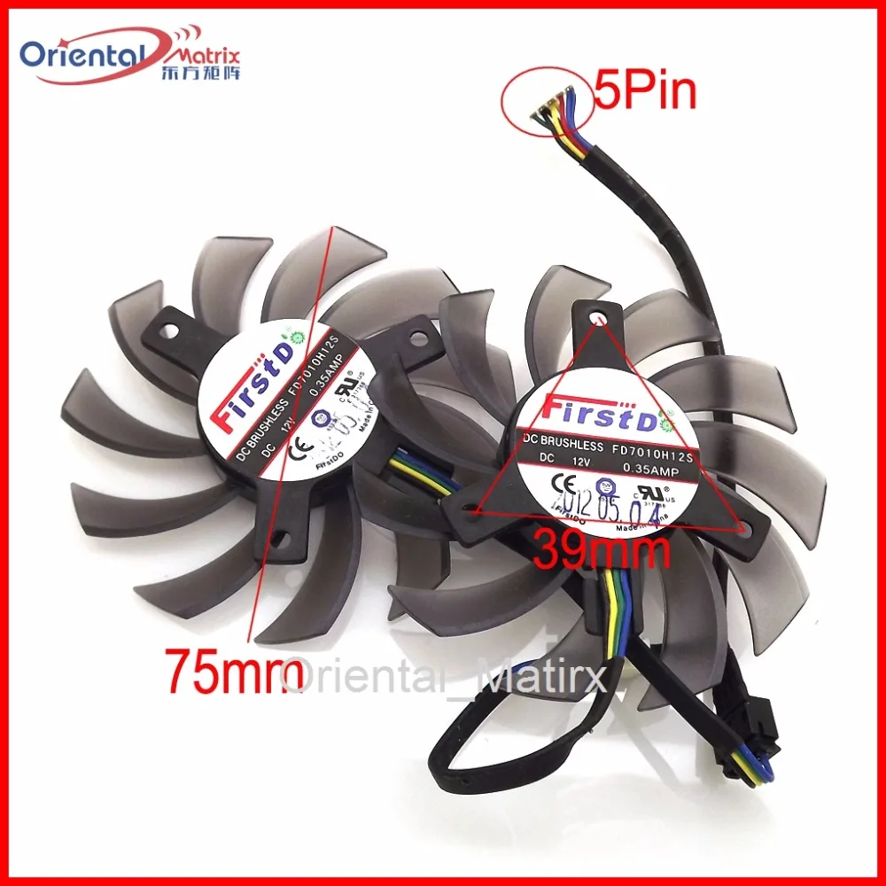 2pcs/lot FD7010H12S DC12V 0.35A 75mm VGA Fan For ASUS GTX690 GTX680 ...