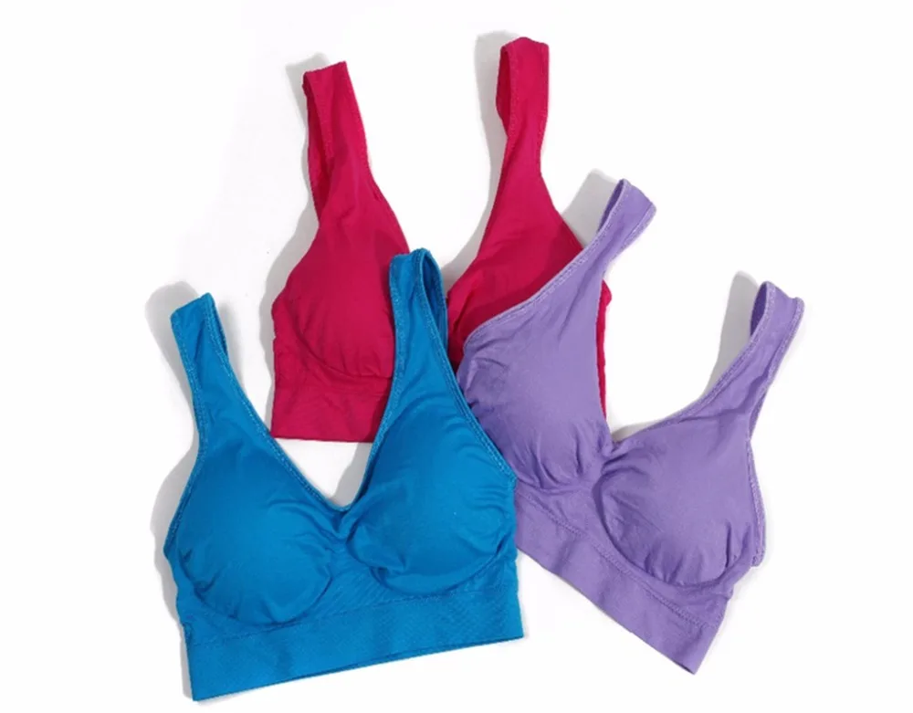 3Pcs/Set Women Shockproof Wire Free Fitness Bra Female Push Up ...