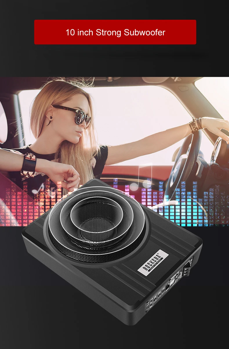 Пик 1000 Вт 10 дюймов Автомобильный под сидением тонкий активный ...