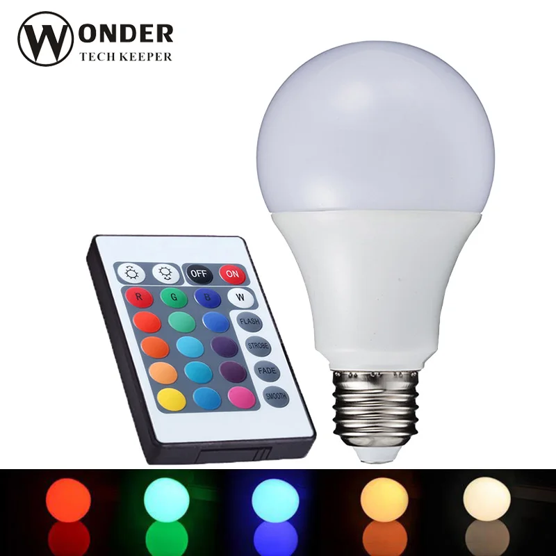 E27 LED RGB bulbs 3W 5W 10W rgb globe bulbs lamp AC86 265V rgb spot ...