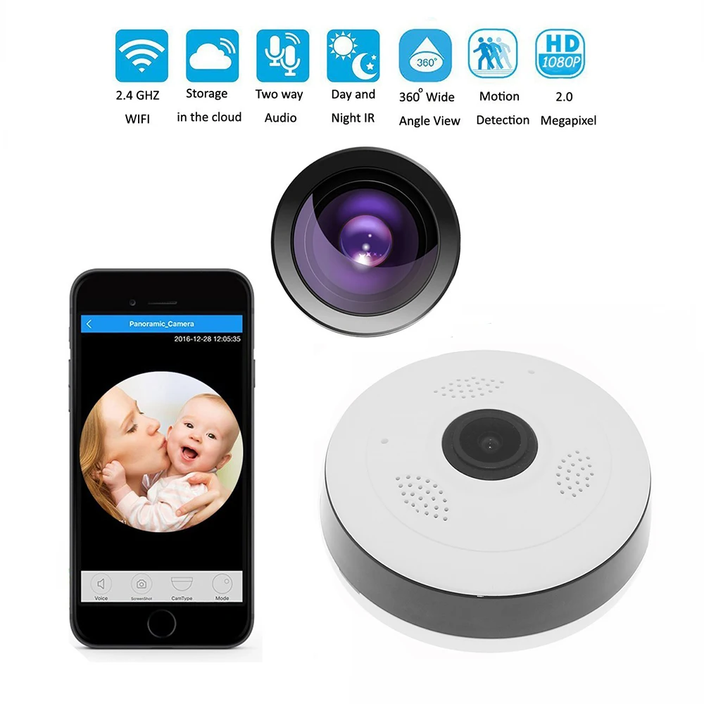 IP Camera Wireless Wifi 360 Degree Panoramic 2.0 Megapixel 1080P ...
