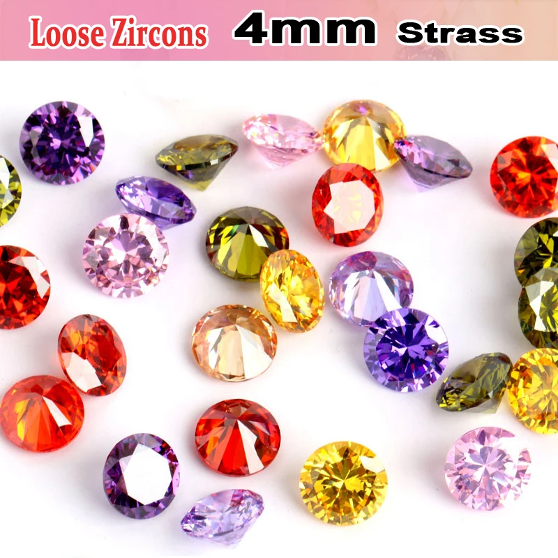 4mm AAA Clear Crystal Cubic Zirconia Stone Colored Transparent Color ...