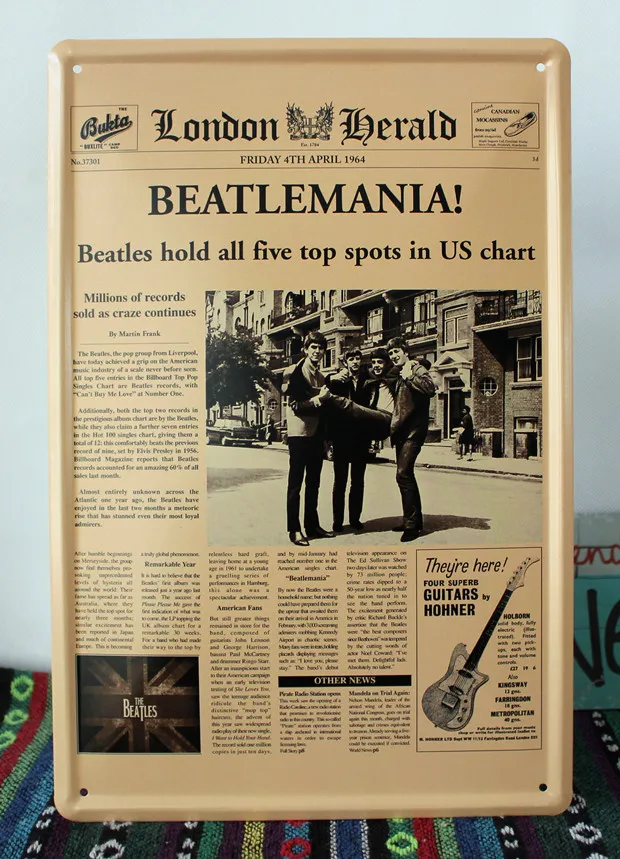 20 X 30 cm BEATLEMANIA los BEATLES LONDON UK banda de ROCK Vintage ...