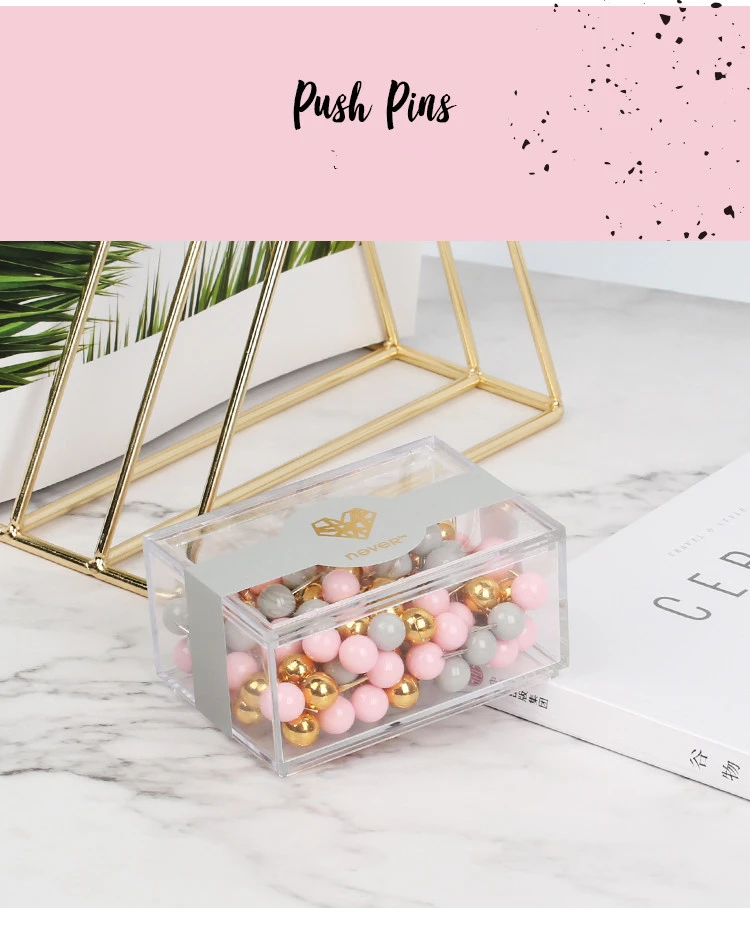 120pcs Pink Series Push Pins Office Decorative Gift Stationery Colored ...