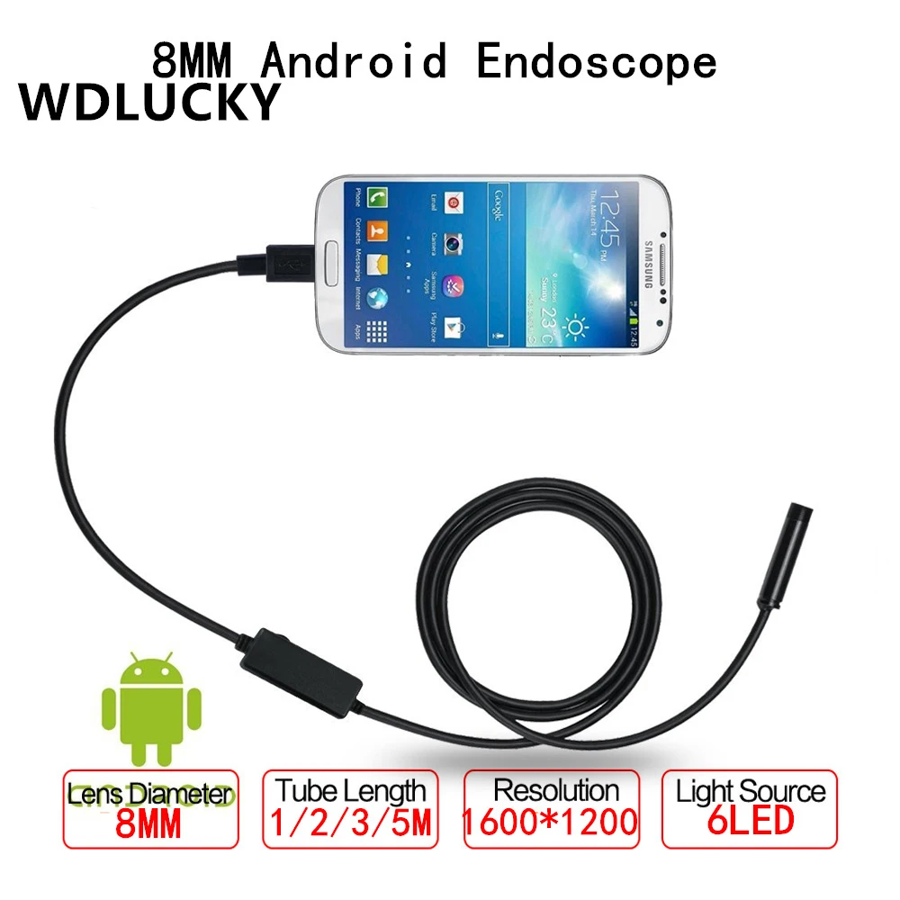 USB Endoscope Android Mobile Endoscope 8MM 2MP 1/2/3/5M Snake Camera ...