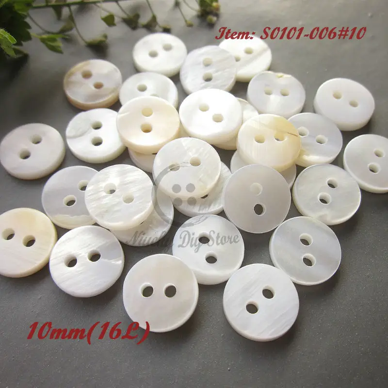 Shell Buttons 10mm 144pcs 2 Holes White Shell Buttons Natural Real ...