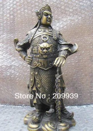 00575 Chinese Vintage Bronze Wei Tuo warrior Protection of God buddha ...