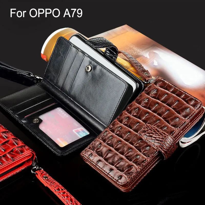 for OPPO A79 Case Luxury Crocodile Snake Leather Flip cover with Card ...