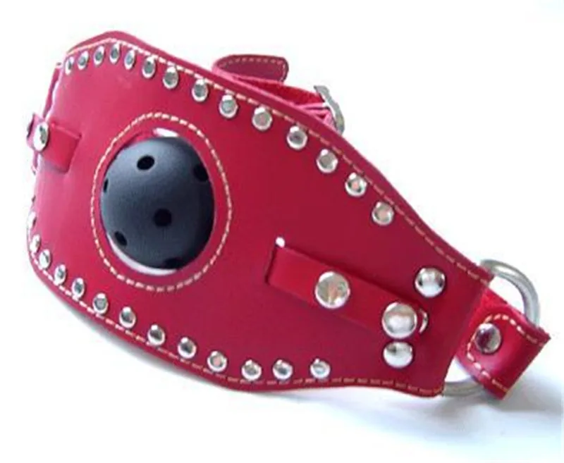 Mask Red PU Leather New Ball Mouth Gag Oral Fixation mouth stuffed ...