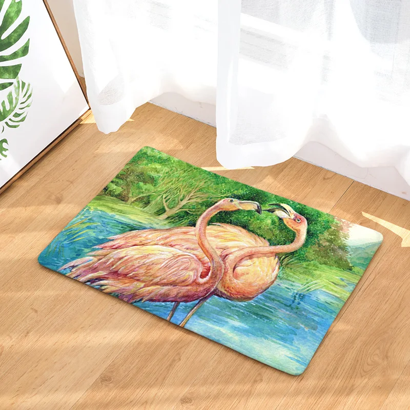 Flamingo Door Mat Cute Indoor Outdoor Soft Lightness Doormats Flannel ...