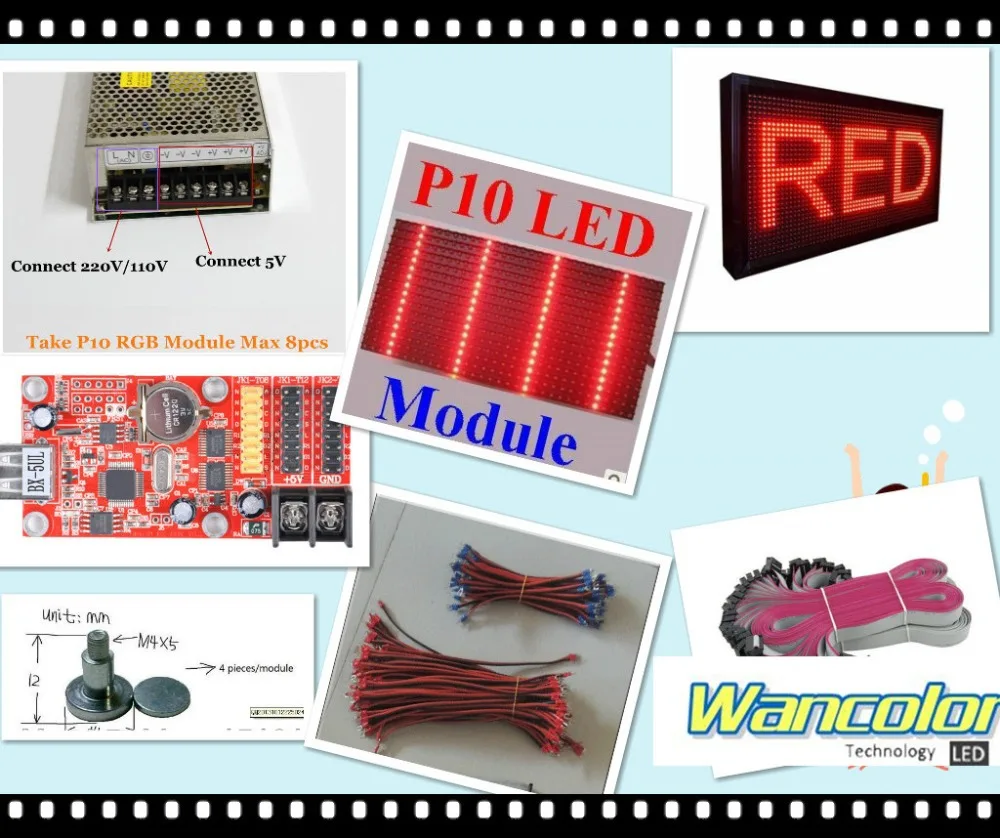 free shipping DIY LED Text Display Electronic kits with 10pcs P10 ...