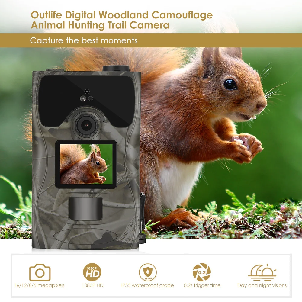 Outlife Outdoor SV TCM16C 1080P 16MP IP55 Digital Trail Hunting Camera ...