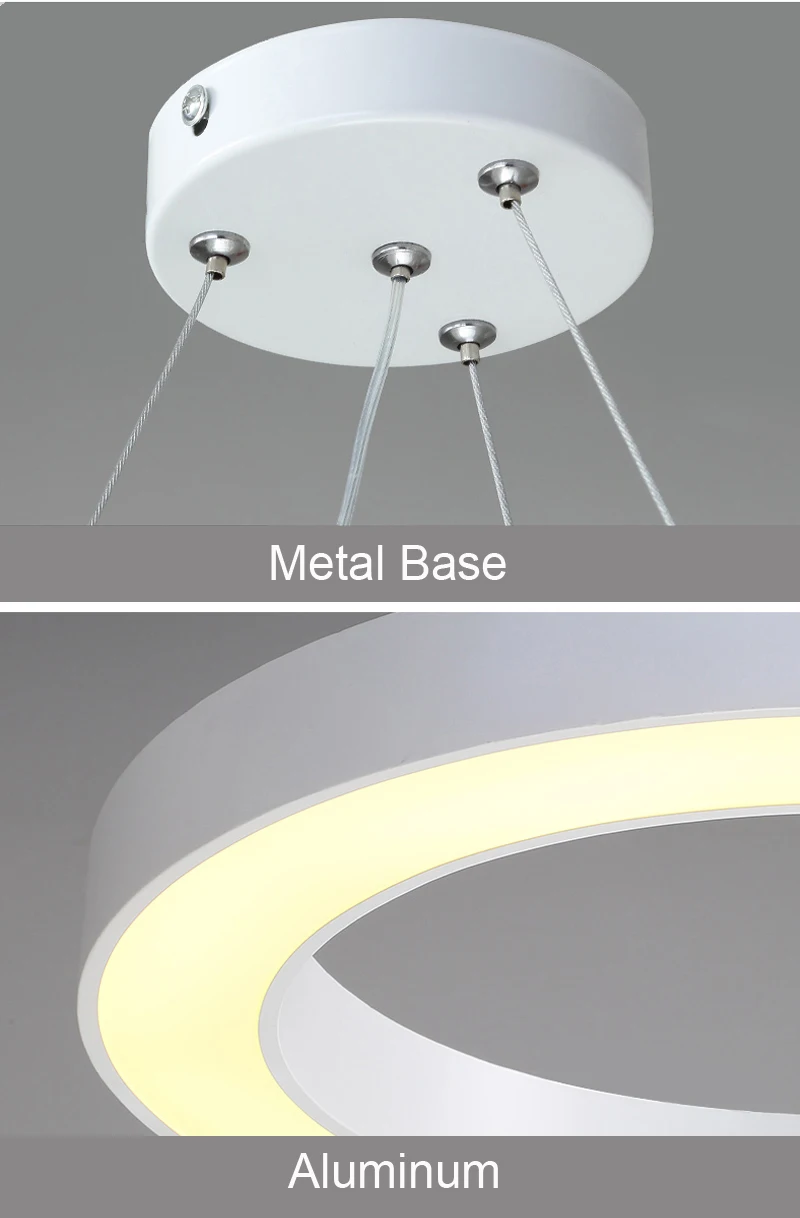 Round Ring LED Hanging Lights Industry Style Aluminum Ceiling Lights ...