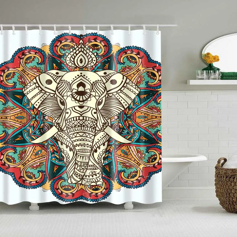Luxury Smart Elephant Printed Shower Curtains Custom Design Creative