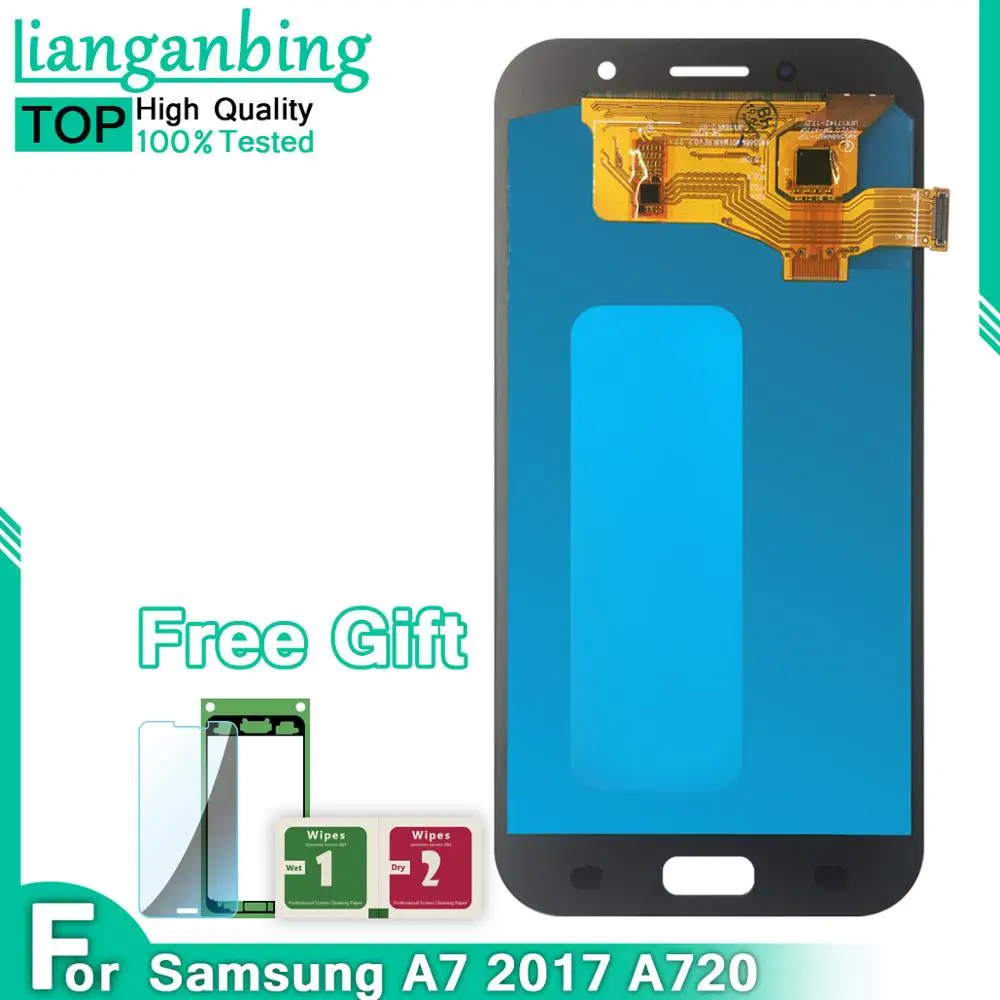 Pantalla LCD Super AMOLED para Samsung Galaxy A7 2017, A720, A720F, A720M, montaje de ...