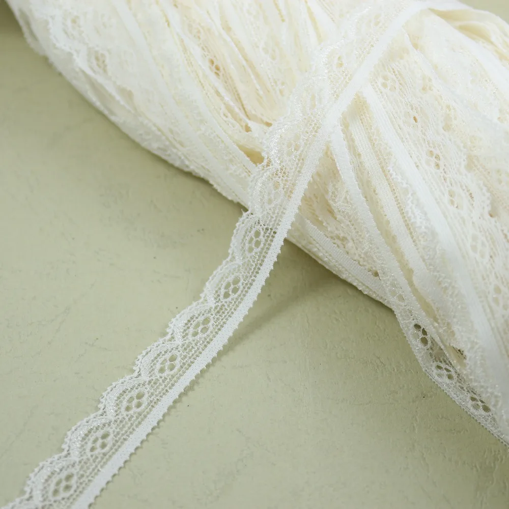 Costura con adornos de encaje elástico cremoso, 15mm de ancho, 150 ...