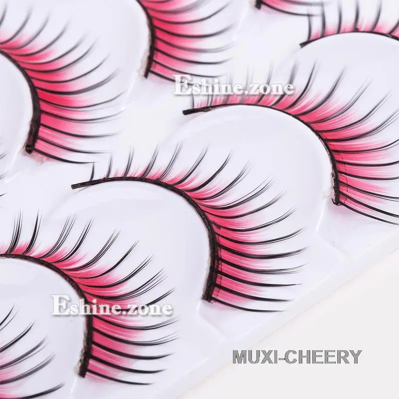 5 Pairs Red False Eyelashes Fake Eye Lashes Natural Thick Long Natural ...