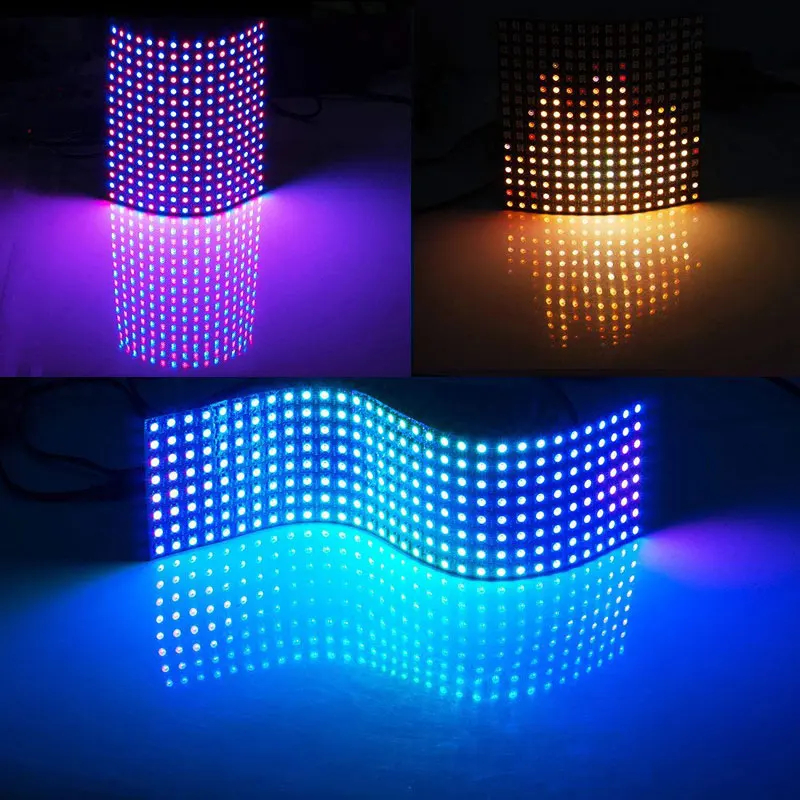 WS2812B 2812 Digital Flexible LED Programmed Panel 8*32 8*8 16*16 Pixel ...