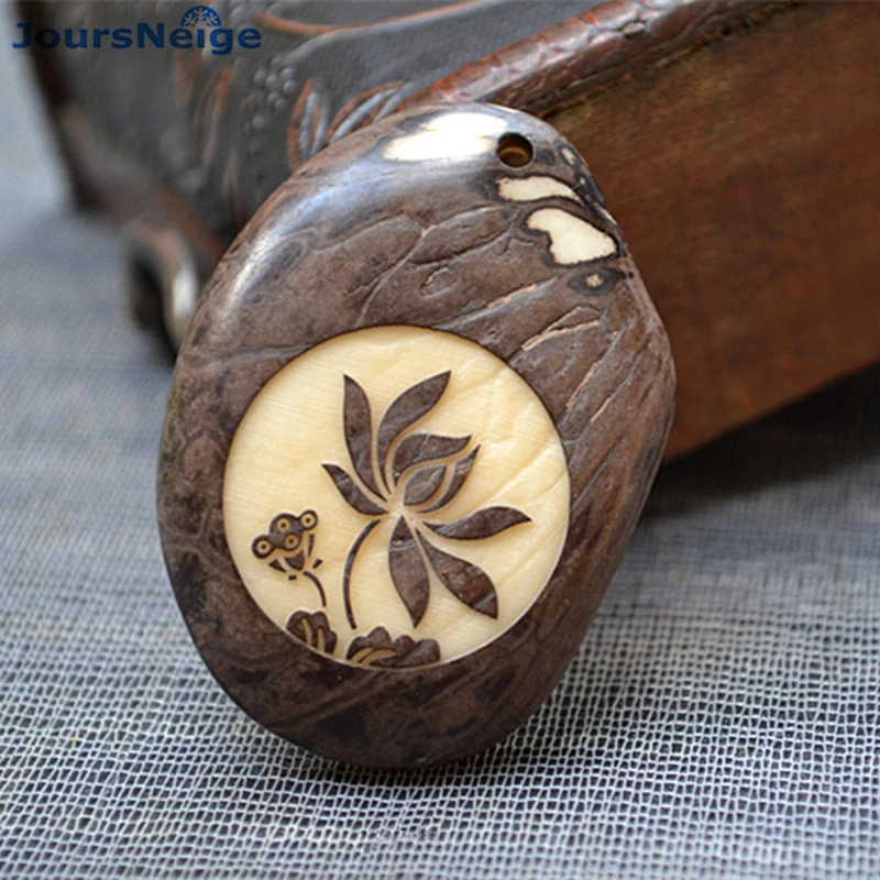 Wholesale With Skin Ivory Fruit Natural Bodhi Pendants DIY Carved Lotus ...