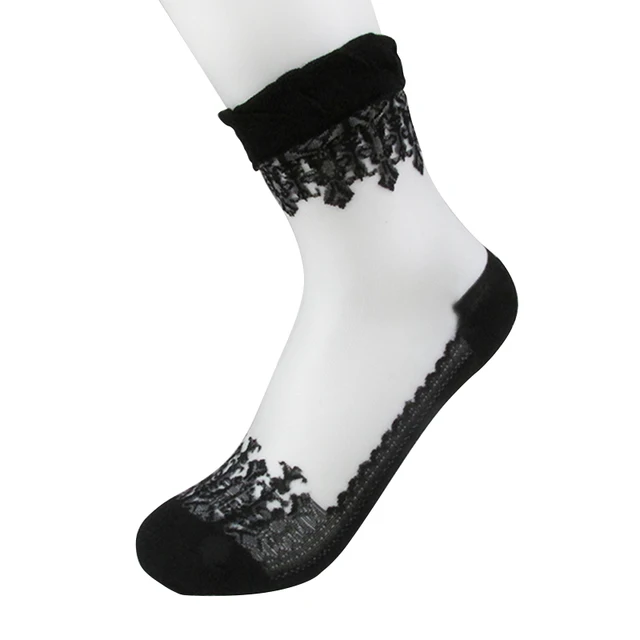 Transparent Lace-Decorated Women’s Socks