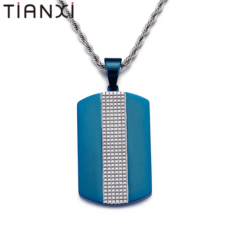 TIANXI Men's Military Army Stainless Steel Blue Gold Black Blank Dog ...