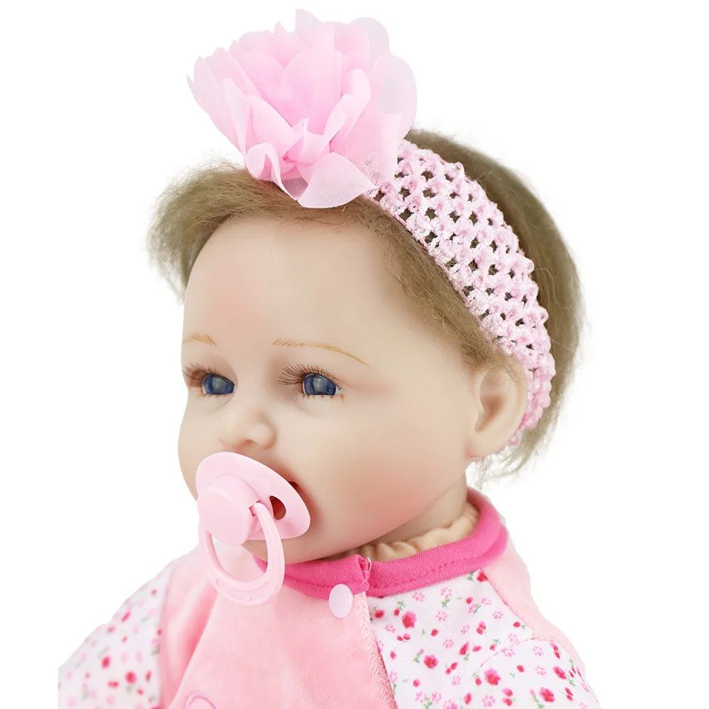 BIG! pink doll 55cm soft silicone reborn baby dolls floral smile corpo ...
