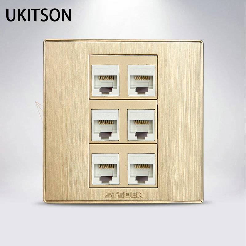 Square Faceplate 6 Modules CAT5e RJ45 LAN Ethernet Wall Oulet Socket ...