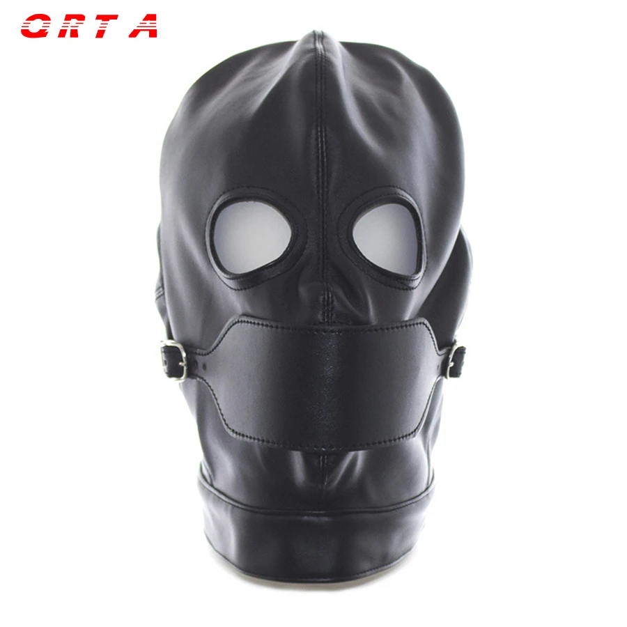 Qrta Erotic Hood Mask Sex Blindfold Pu Leather Headgear Mask Head