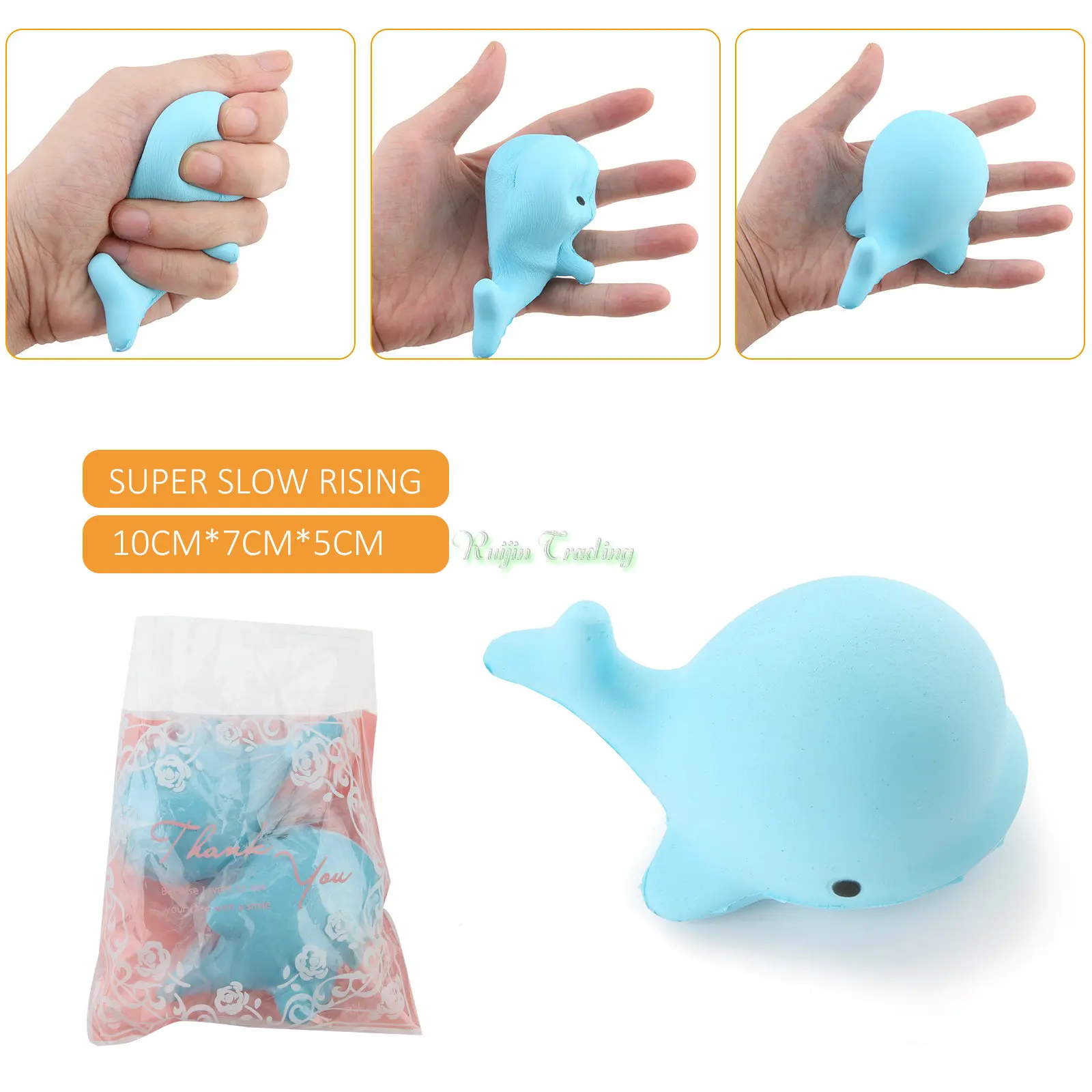 2017 10CM Animal Squeeze Jumbo Stretch Squishy Kawaii Cute Blue dolphin ...