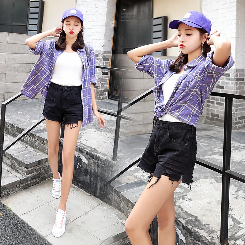 S 2XL 2 colors 2018 Summer korean style high waist black shorts womens ...