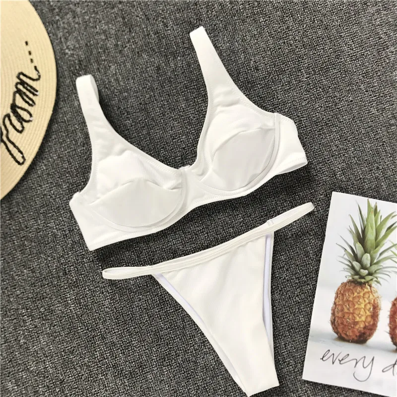 Bikini 2018 Maillot De Bain Femme Swimwear Women Sexy Pure Color Bikini