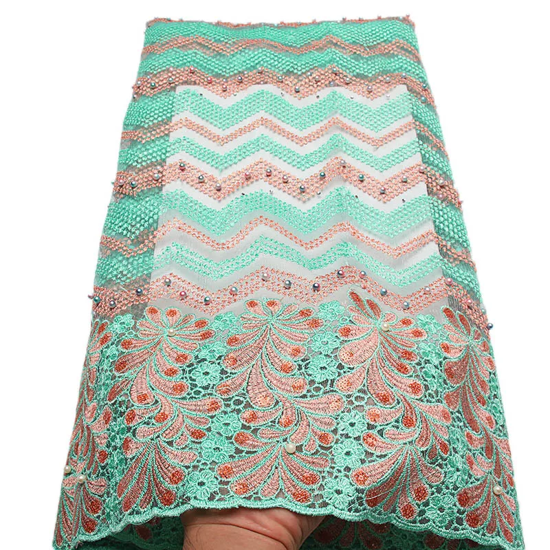 Aplique de encaje con cuentas vestido bordado, tela de encaje africano ...