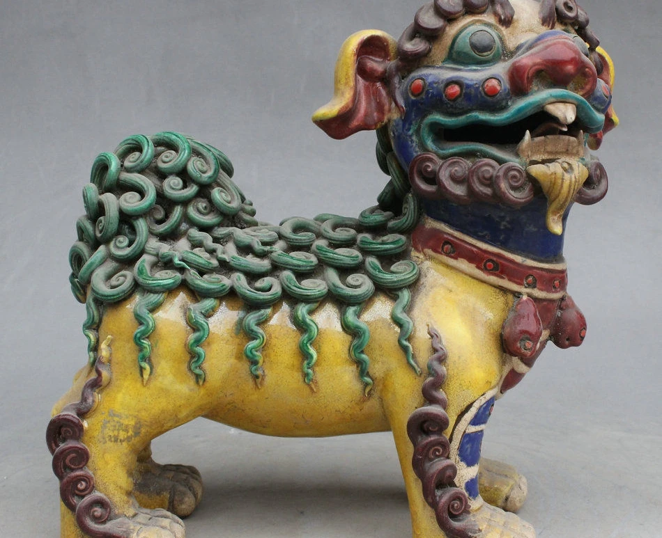 FengShui China Chinese WuCai Porcelain Guard Foo Fu Dog Lion Pixiu ...