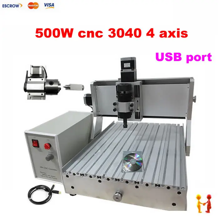500W USB PORT 4 Axis 3040 cnc router with limit switch cnc engraving ...