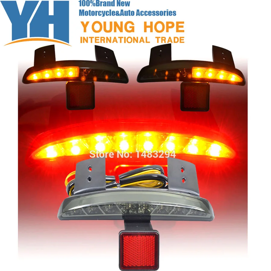 Smoke Motorcycle Rear Fender Edge LED Tail Light W/ Turn Signal Fits ...