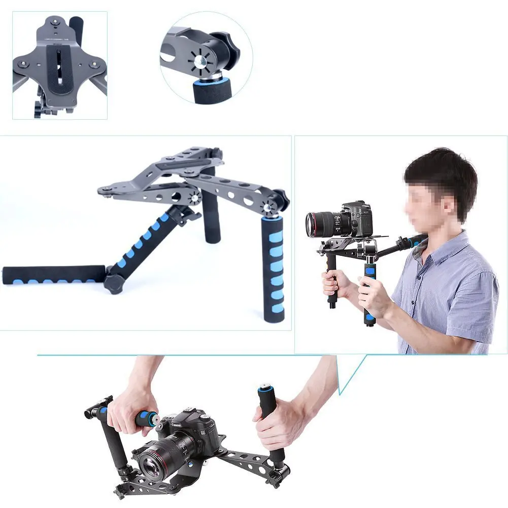 Camera Hand Grip Dual Handheld Stabilizer Shoulder Holder Bracket Stand ...