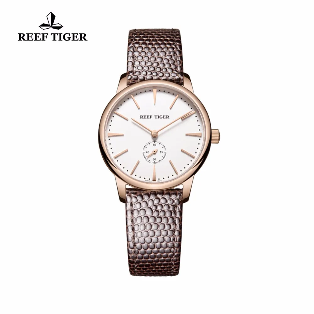 Reef Tiger/RT relojes de pareja Ultra diseño fino oro amarillo para ...