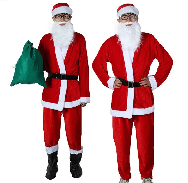 Free Shipping Christmas Custumes Santa Claus Red Clothes Santa Claus ...