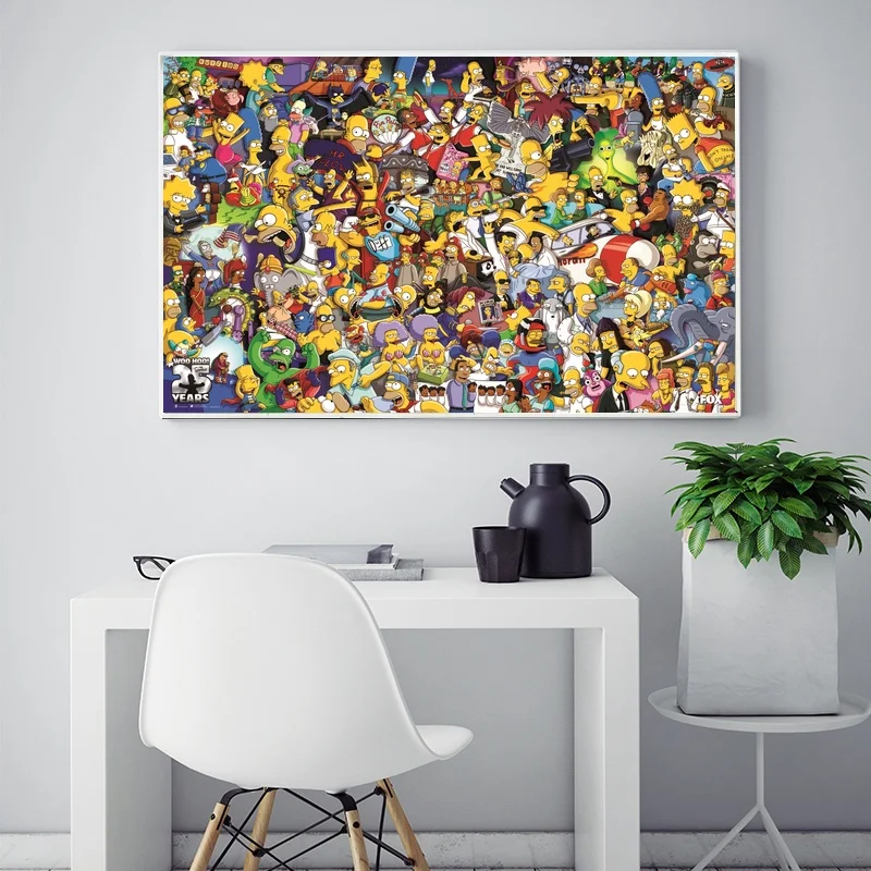The Simpsons All Characters Cartoon Art Canvas Poster Movie poster Wall ...